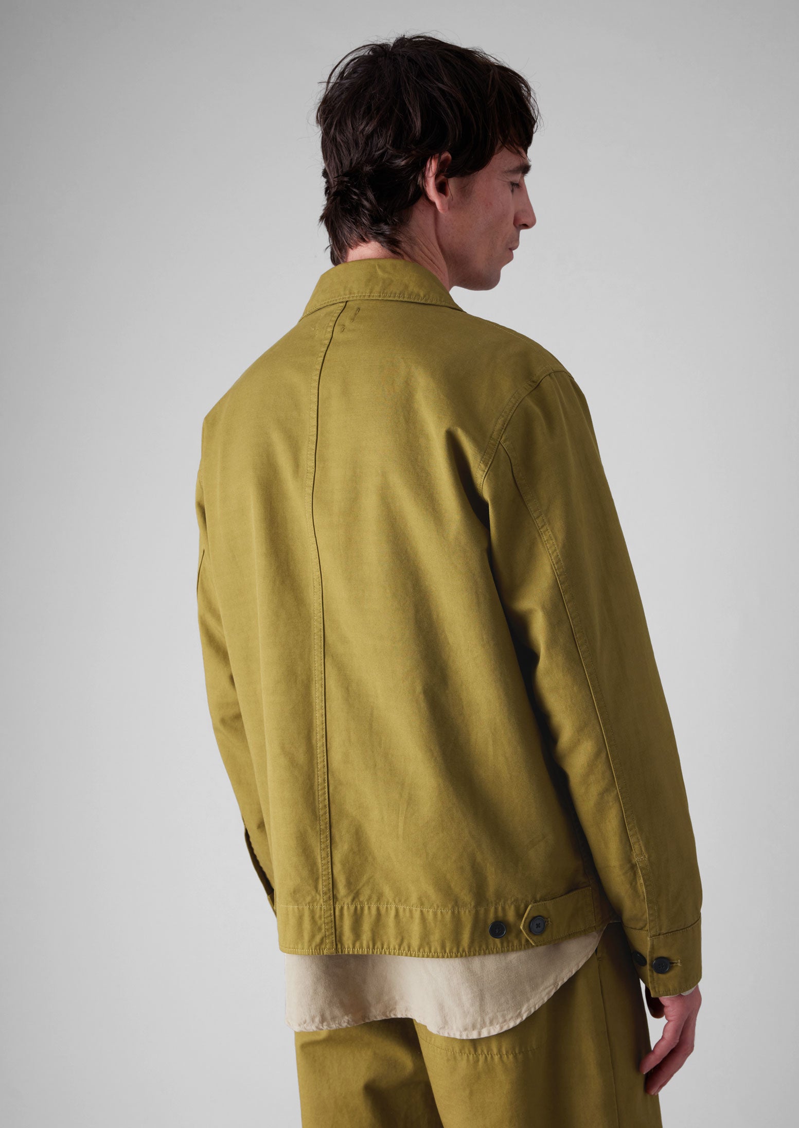 Organic Cotton Coach Jacket in Warm Olive - TOAST